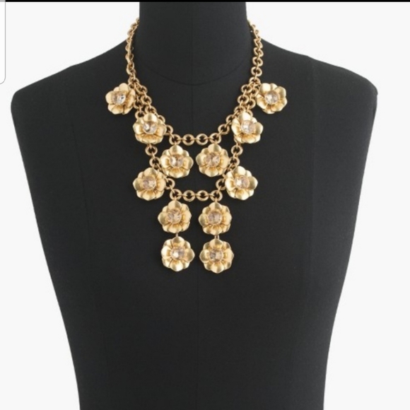 J. Crew | Jewelry | Jcrew Gold Floral Flower Statement Necklace | Poshmark